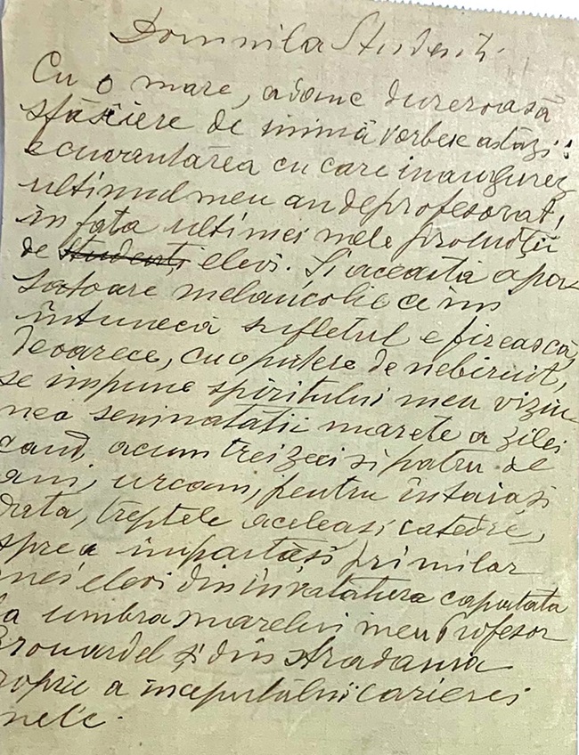 Discursul lui M. Minovici cu ocazia retragerii de la catedra de ML
